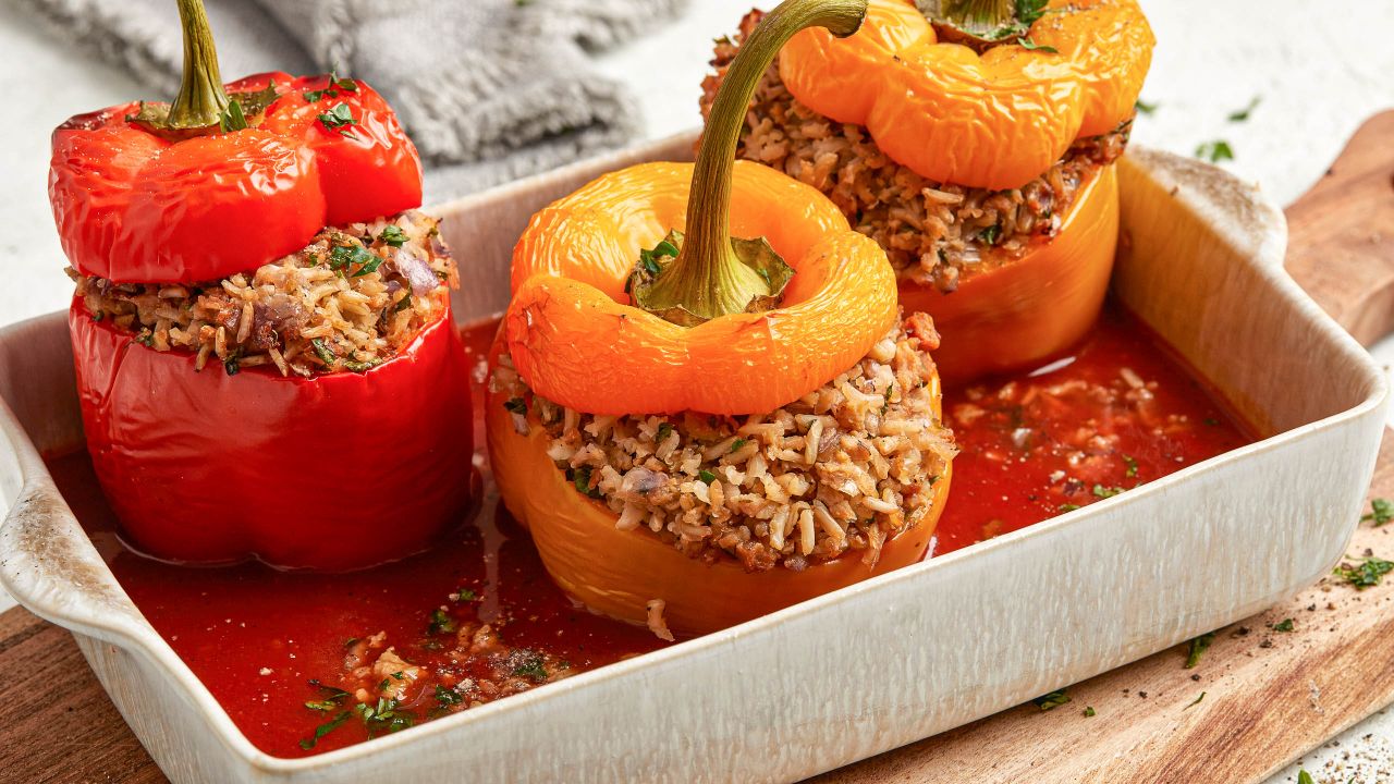 Gefllte Paprika Mit Veganem Hack