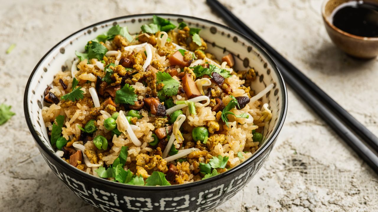 Gebratener Reis mit Shiitake Pilzen - Asiatische Art